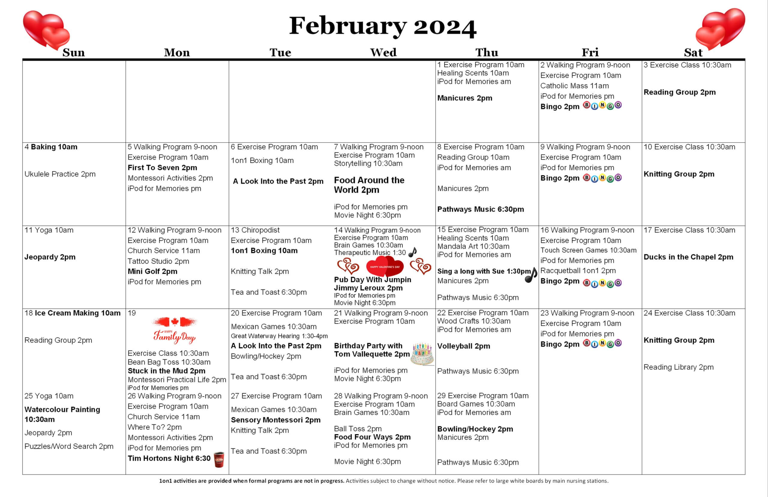 Resident Calendar - Sherwood Park Manor