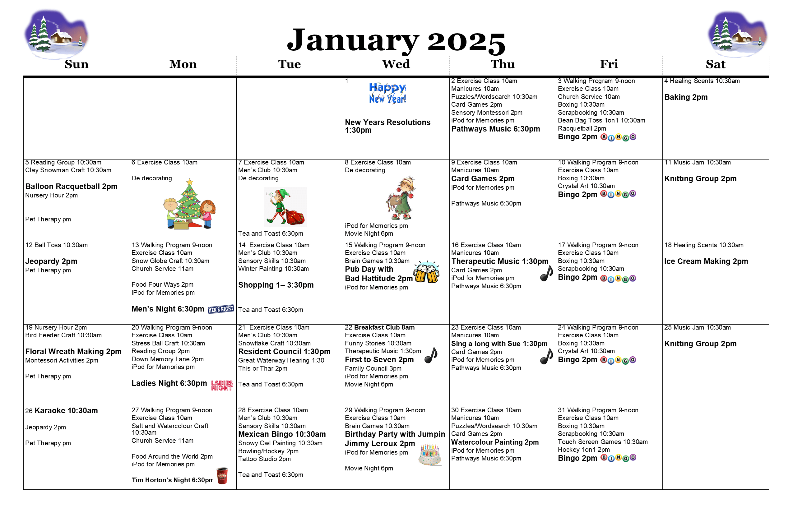 Resident Calendar - Sherwood Park Manor