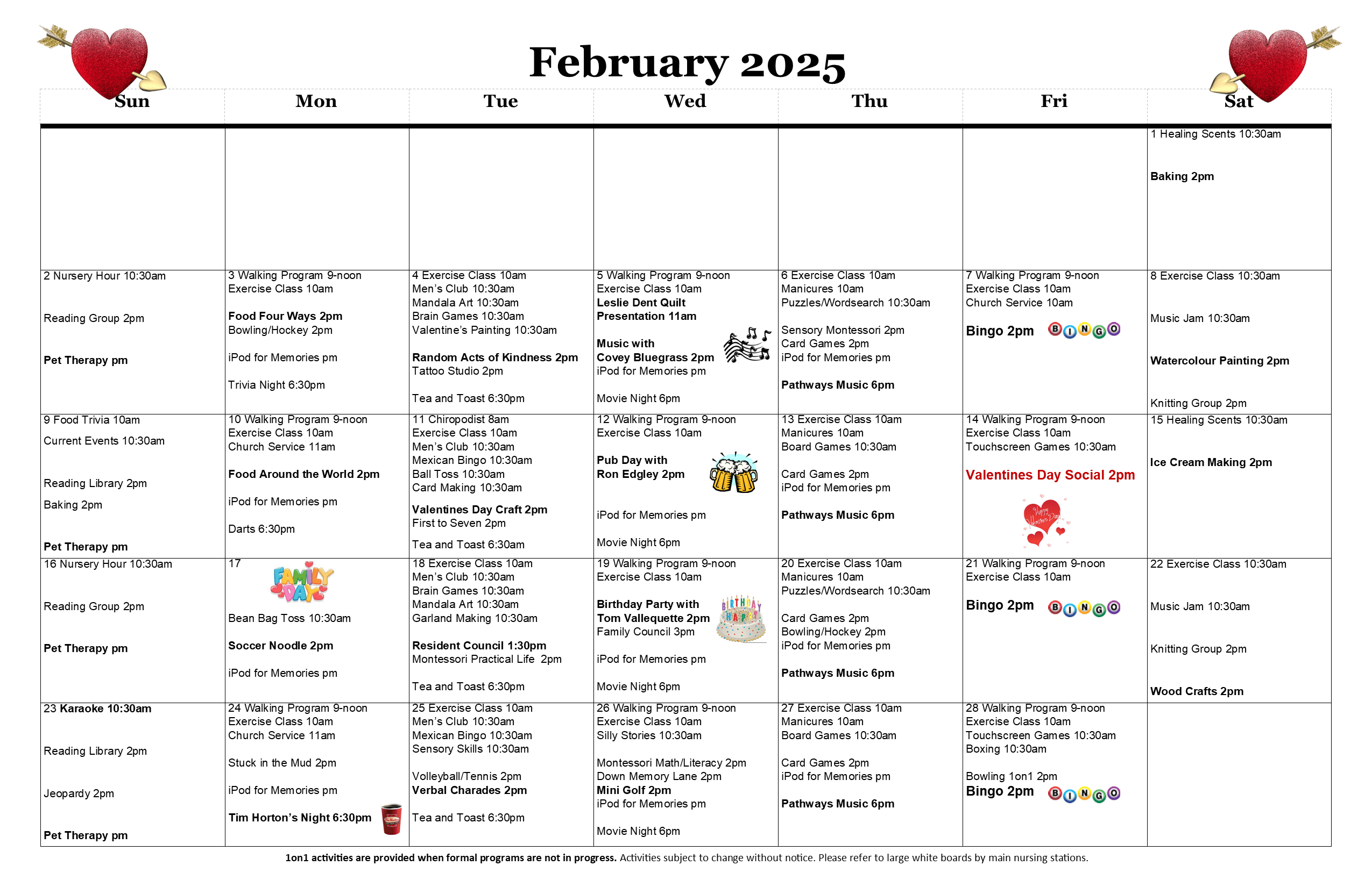 Resident Calendar - Sherwood Park Manor