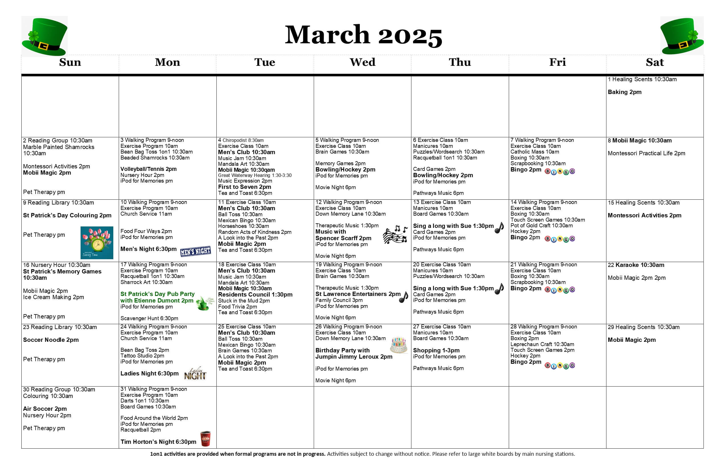 Resident Calendar - Sherwood Park Manor