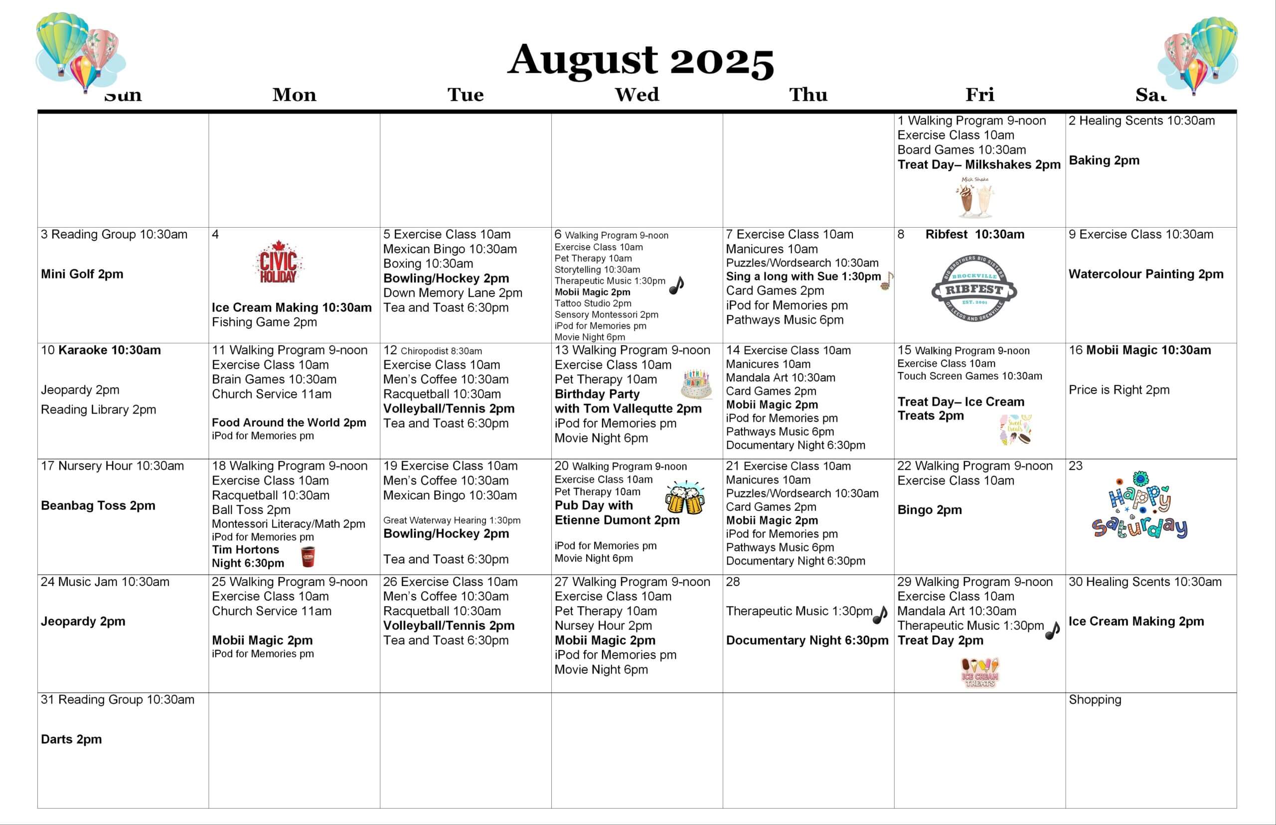 Resident Calendar - Sherwood Park Manor